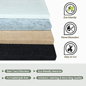 TroyStudio 20Pcs Acoustic Panels, 12 x 12 x 0.3 Inches Polyester Felt Wall Covering Tiles Sound Absorbing Panel, Decorative Padding Reverb Echo Dampening Boards for Door Music Recording Home Studio