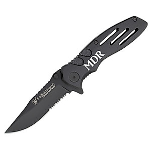 Palmetto Wood Shop Smith and Wesson Extreme Ops SWA24S, Valentines Day Gift, Laser Engraved Pocket Knife, Personalized, Outdoor, Camping, Survival