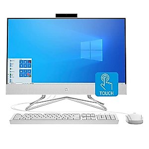 HP 2021 All-in-One Desktop Computer, 23.8" Full HD Touchscreen, 11th Generation Intel Core i5-1135G7 Processor, Intel Iris Xe Graphics, 32GB RAM, 1TB SSD, Webcam, DVD-RW, Windows 10 Home,White