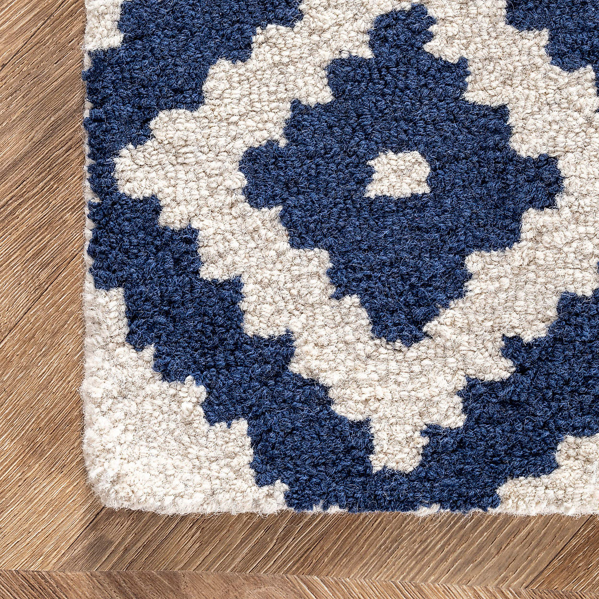 nuLOOM Kellee Hand Tufted Geometric Wool Area Rug, 5x8, Navy
