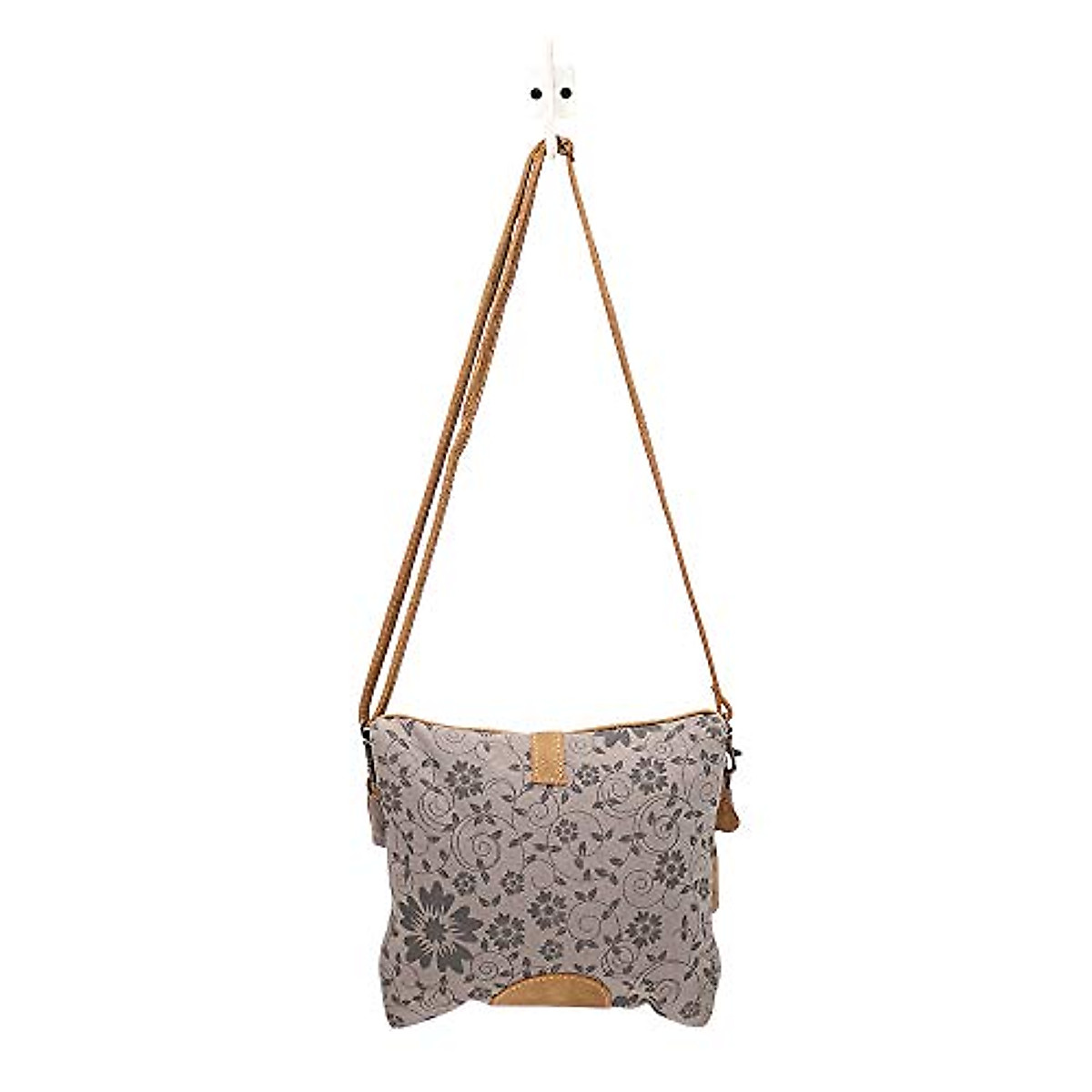 Myra Bag Teal & Tan Upcycled Leather & Leather Small Crossbody Bag S-1483, Brown,