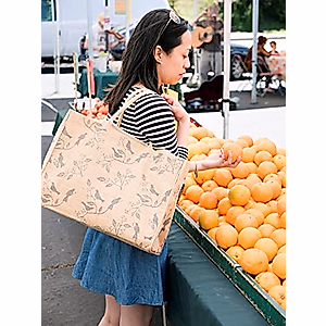 KAF Home Jute Market Tote Handles Reusable Grocery Bag, Triple Stripe