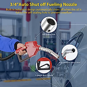 Fuel Hose Reel Retractable with Fueling Nozzle 3/4" x 50' Spring Driven Diesel Hose Reel 300 PSI Industrial Auto Swivel Heavy Duty Steel Construction Reel for Aircraft Ship Vehicle Tank