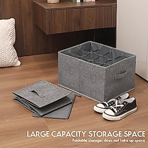 YWPXSN 2 Pack Shoe Organizer for Closet - Fits up to 24 Pairs, Fabric Shoe Storage Bins, Cube Storage Cabinet Foldable Shoes Container with Reinforced Handles (Dark Grey, 16.5"x12.6"x9.5")