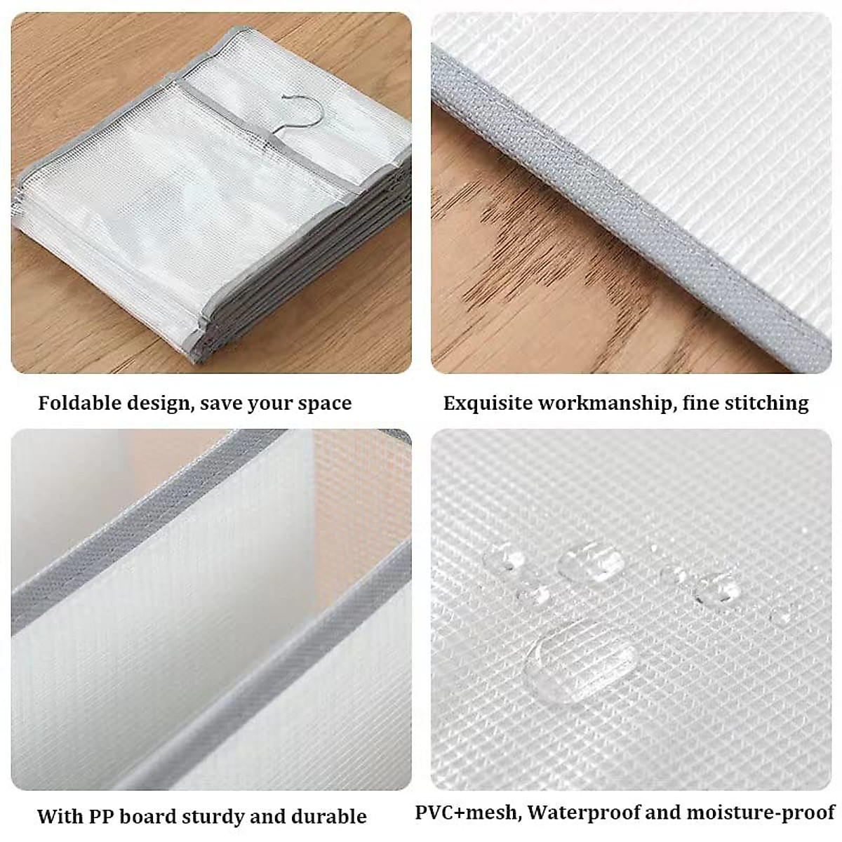 Rayeeley Hanging Closet Shelf, Upgrated Separable Wardrobe Clothes Organizer for Clothing, Foldable Closet Organizers Sturdy PP Board for Jeans Legging T-Shirts (Grey 12 Tier)