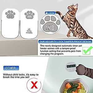 PeTnessGO Automatic 2 Meals Cat Feeder, Pet Feeder with Programmable Timer, LED Display, Power Saving Mode, Dishwasher-Safe Tray Feeds Wet or Dry Food, Dispenser for Cat and Dog, 48-Hour Timed