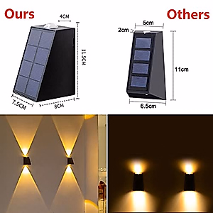 ASLIDECOR Solar Wall Lights UP and Down,Warm White Fence Lighting Waterproof Deck Step Light for Arbor Patio Yard