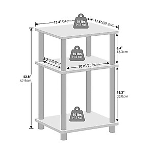 Furinno Just 3-Tier Turn-N-Tube Open Storage Nightstand, 2-Pack, Plastic Poles, Americano/Black