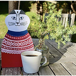 Marius Trulls Lisa Larsson Pattern Cat Shape Kitchen Chopping Cutting Board/Sandwich Tray - Opto (Red)