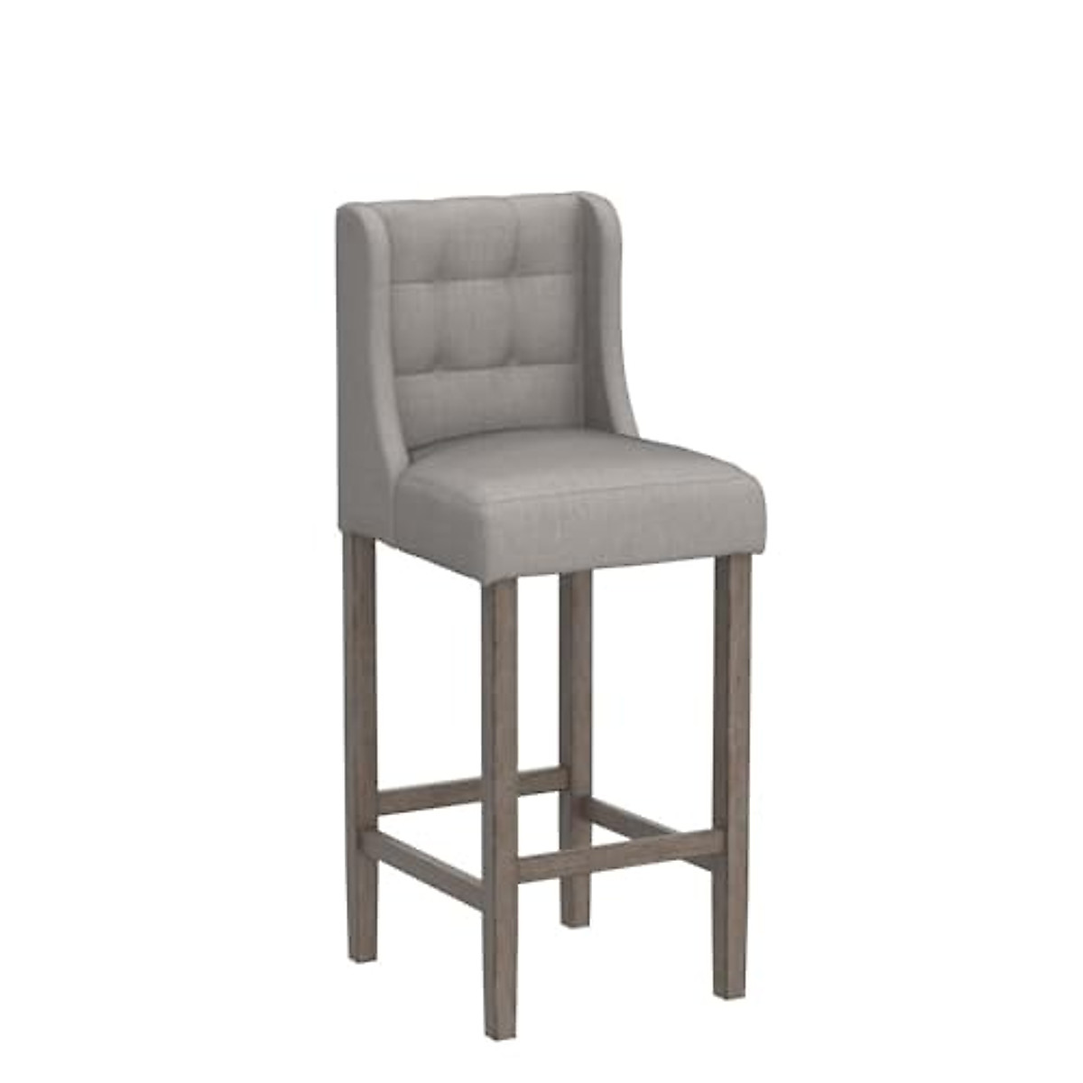 HOMCOM Modern Bar Stools, Tufted Upholstered Barstools, Pub Chairs with Back, Rubber Wood Legs for Kitchen, Dinning Room, Set of 2, Beige