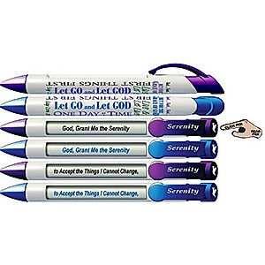 Greeting Pen Serenity Prayer Inspirational Purple and Blue Pens with Rotating Messages 6 Pack (36025)