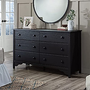 Sauder Dawson Trail 6-Drawer Bedroom Dresser in Raven Oak, Raven Oak Finish