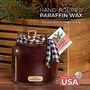 A Cheerful Giver — Holiday Homecoming - 34oz Papa Scented Candle Jar with Lid - Keepers of the Light - 155 Hours of Burn Time, Gift for Women, Black