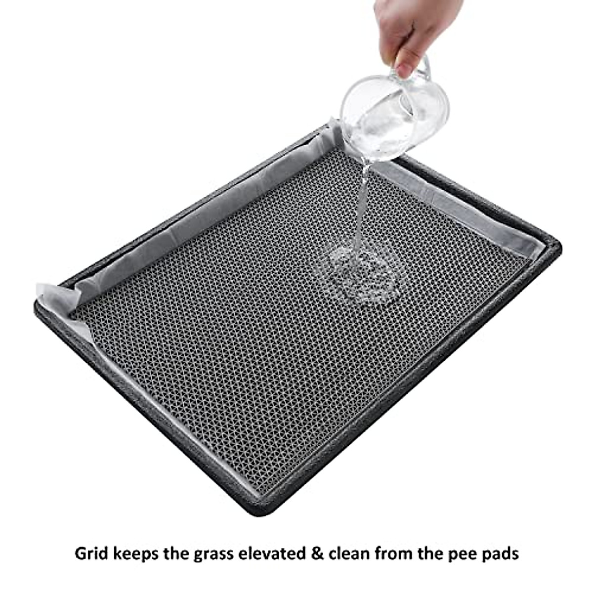 MEEXPAWS Dog Grass Pee Pads for Dogs with Tray , Small Size 18 by 14 in , 2 Dog Artificial Grass Pads , Indoor Dog Litter Box