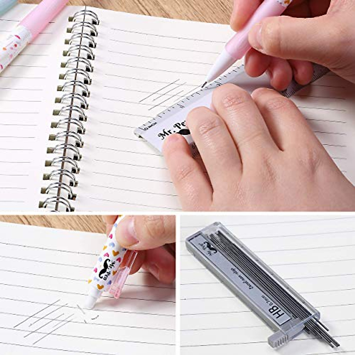 Mr. Pen- Cute 0.7mm, 16 pcs, Mechanical Pencil for Girls with Lead and Eraser for Kids, Fancy Pencils