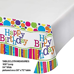 Creative Converting Bright and Bold Rectangular Happy Birthday Plastic Tablecover Party Supplies, Multicolored