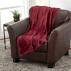 Home Must Haves Ultra Soft Plush Warm Cozy Lightweight Fleece Microfiber Full Size Bed Throw Blanket, Burgundy, (Flannel)