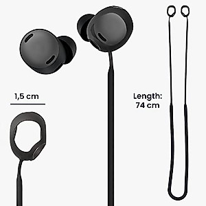 kwmobile Strap Compatible with Google Pixel Buds Pro - Silicone Cord Holder for Wireless Earphones - Black