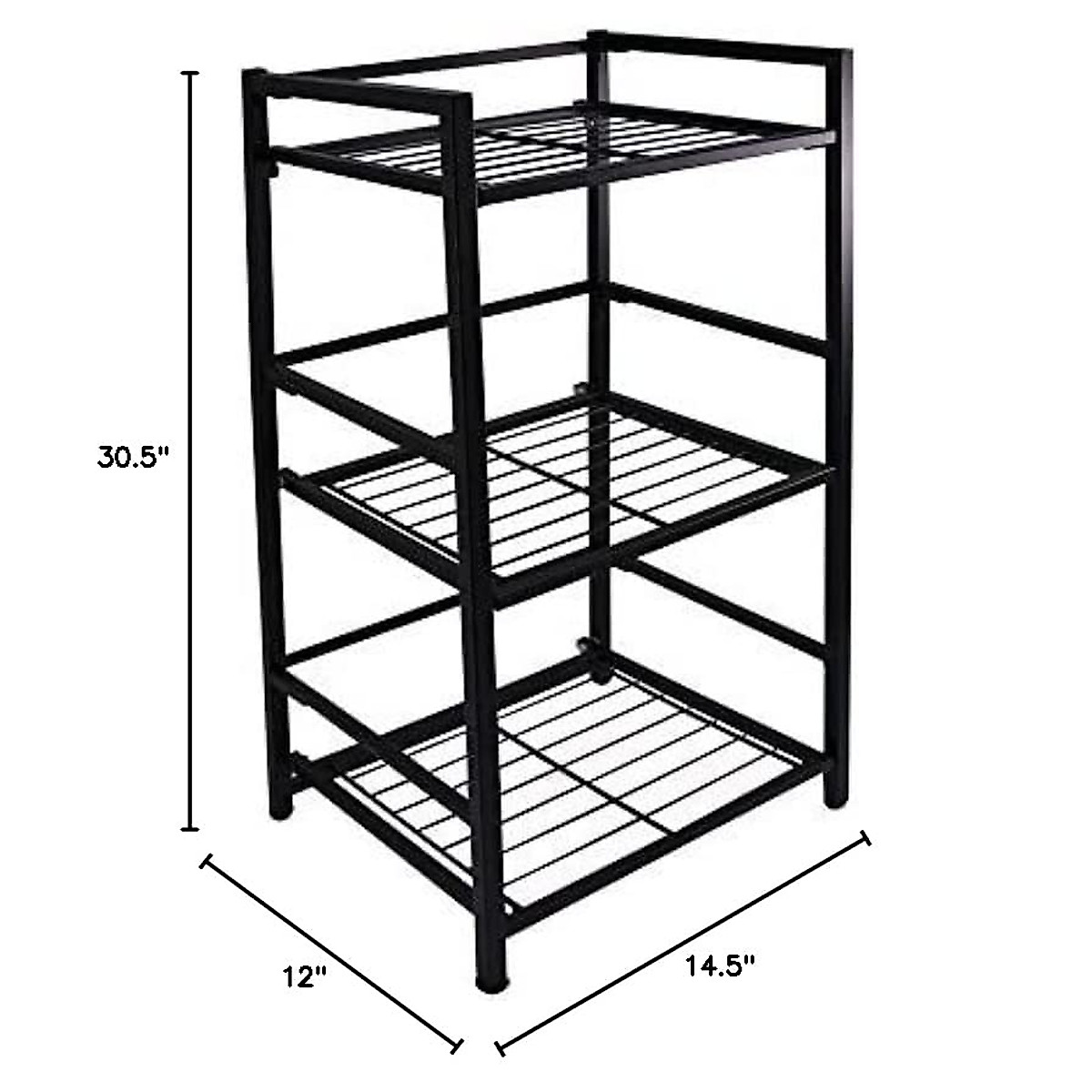 Flipshelf-Folding Metal Bookcase-Small Space Solution-No Assembly-Home, Kitchen, Bathroom And Office Shelving-Black, 3 Shelves, Narrow