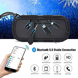 Bluetooth Speakers,Portable Bluetooth Wireless Speaker,Hi-Quality Sound & Bass,IP67 Waterproof Outdoor Speaker,16-Hour Playtime,Bluetooth 5.0 Phone Speakers,Built-in Mic for Home,Outdoors,Travel