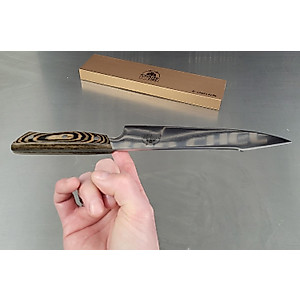 Miguel Raya's COOKING WITH FIRE 8 Inch Chef's Knife High Carbon 7Cr17MoV Stainless Steel With Pakkawood Handle Multipurpose Chef Knives For Home Kitchen, Camping and Outdoor BBQ