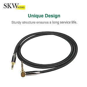 SKW Aux Cable for Car(Hi-Fi Sound),3.5 mm to 3.5 mm Stereo Audio Cable, 1/8″ Jack Cord, Headphone Cable for Home Stereo,iPhone,iPod,IPad,Echo Dot,Sony & More (Right Angle,10ft/3M)