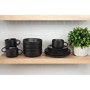 10 Strawberry Street Wazee Matte Coupe Dinnerware Set, 16 pc, Black