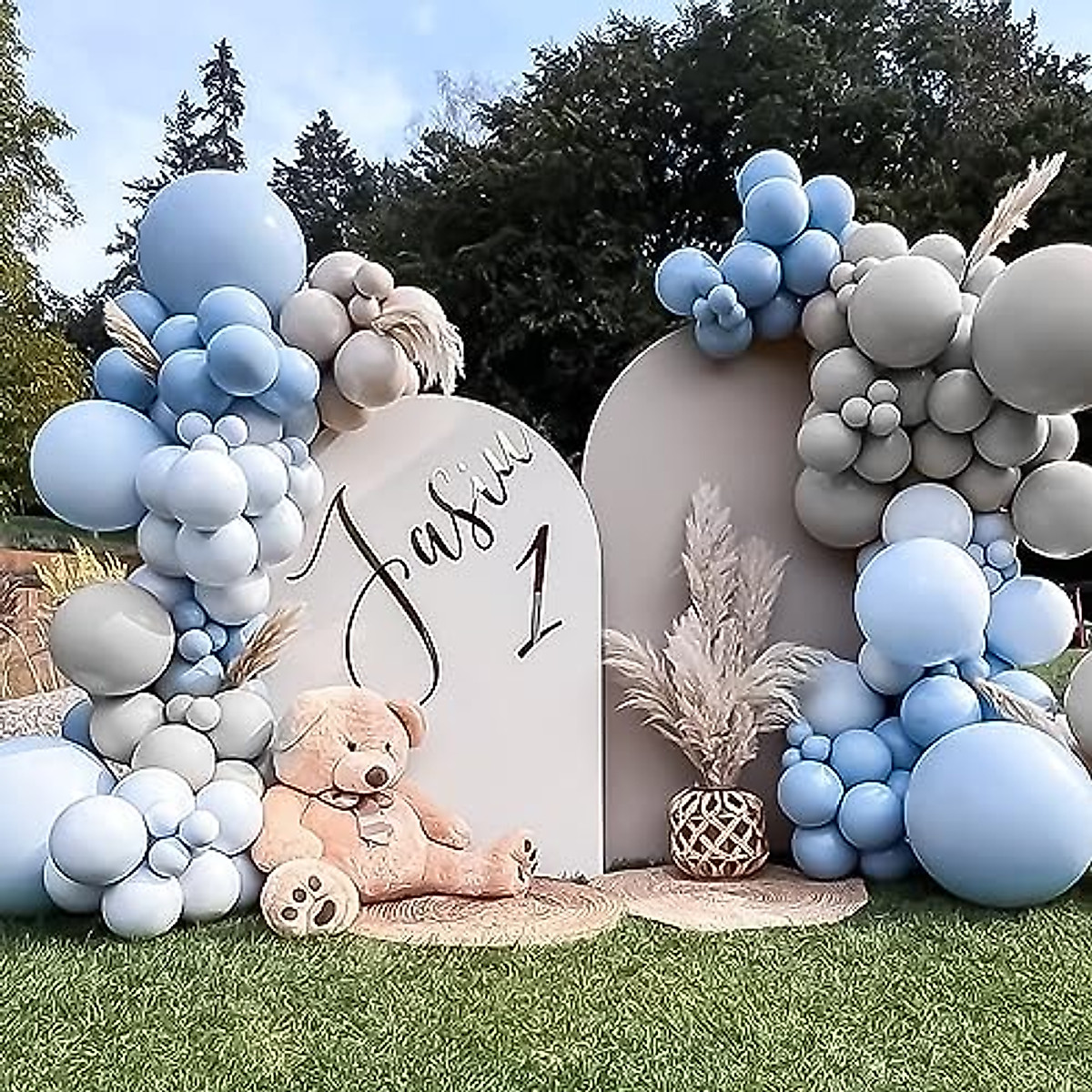 RUBFAC Pastel Grey Balloons, 146pcs Different Sizes Pack of 36 18 12 10 5 Inch for Balloon Garland or Balloon Arch as Graduation Wedding Birthday Baby Shower Anniversary Party Decorations