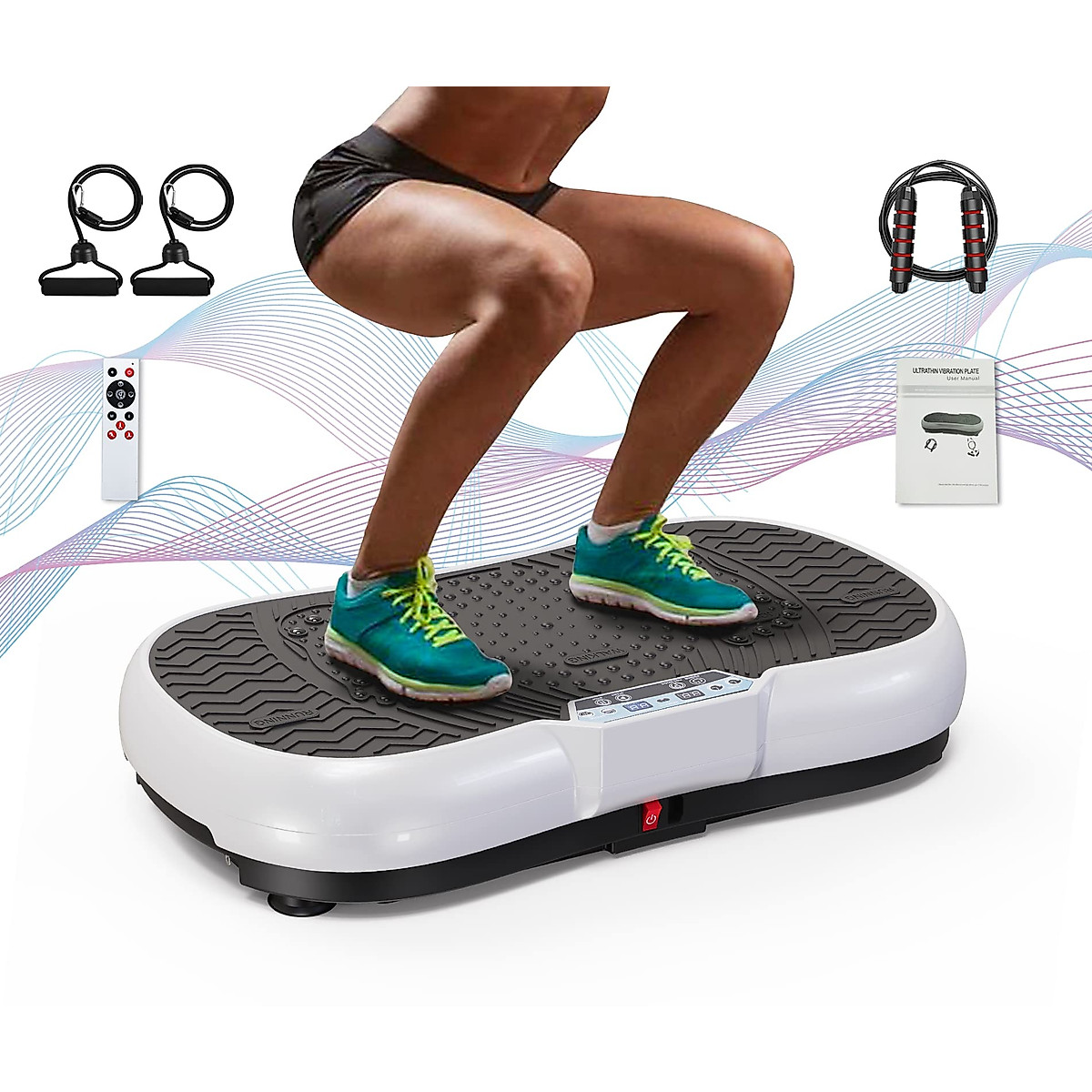 Vibration Plate Exercise Machine with Bluetooth Speaker, 10 Modes Whole Body Shape Vibration Platform Machine with Jump Rope for Weight Loss Fitness, 99 Levels Home Gym Equipment Workout Machine