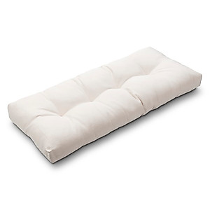 Magpie Fabrics Patio Bench Cushion 45"x18", Indoor/Outdoor Non-Slip Water Resistant Long Seat Pads, Tufted Loveseat Cushion for Swing, Settee, Window, Garden, Wicker, Front Porch(Recycled Cream White)