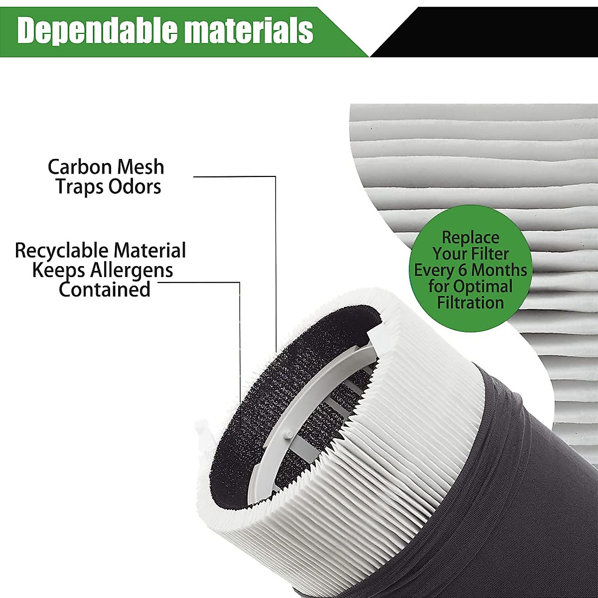 ICLEAN Blue Pure 411 Replacement Filter,Compatible with Blueair Filter Blue Pure 411,411+,411 Auto,Mini,Particle and Activated Carbon, 2-Pack