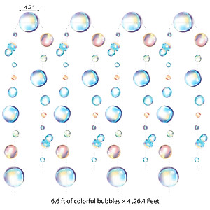 TISTON Under The Sea Bubble Garland, 4 Strings Bubble Decor for Little Mermaid Party Decorations, Hanging Bubbles for Ocean Theme Decor Underwater Backdrop Kids Birthday Supplies