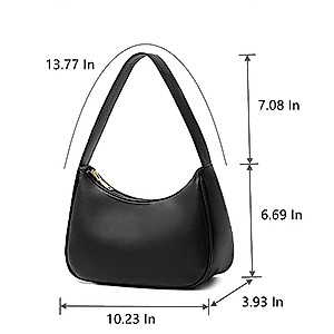 CYHTWSDJ Shoulder Bags for Women, Cute Hobo Tote Handbag Mini Clutch Purse with Zipper Closure (Black)