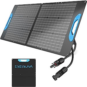 ENERNOVA 100W Portable Solar Panel for Solar Generator, IP68 Waterproof, Foldable Solar Charger with Female and Male Connectors, High-Efficiency Battery Charger for Outdoor Camping Van RV Trip