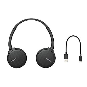 Sony WH-CH510 Wireless Bluetooth Headphones with Mic, 35 Hours Battery Life with Quick Charge, On-ear Style, Hands-Free Call, Voice Assistant - Black