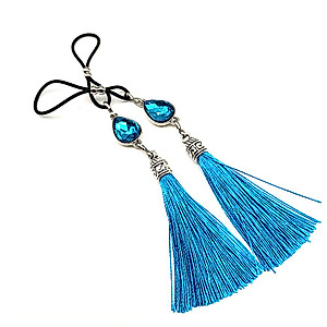AOAODIMP Tassel Nipple Jewelry Noose Non Piercing Teardrop Nipple Rings Body Jewelry Hair Ties Accessories-blue