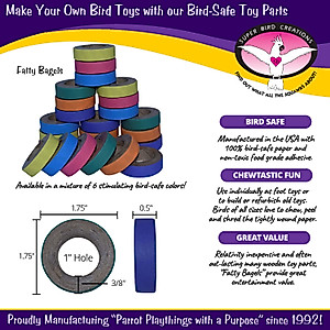 Super Bird Creations SB1155 Fatty Bagels - Durable Cardboard Core Bird Toy Components, Ideal for Parrots, Chewing and Play, Perfect Refill for SB1107 Bagel Cascade - Bird-Safe Paper, Pack of 24