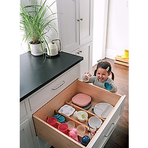 Fabsome Drawer Divider 6 Pack, Bamboo Dresser Organizers for Clothes Socks Underwear Baby Clothing, Wooden Separators for Nursery Organization Adjustable from 12.5'' to 17'' with Soft Foam Ends