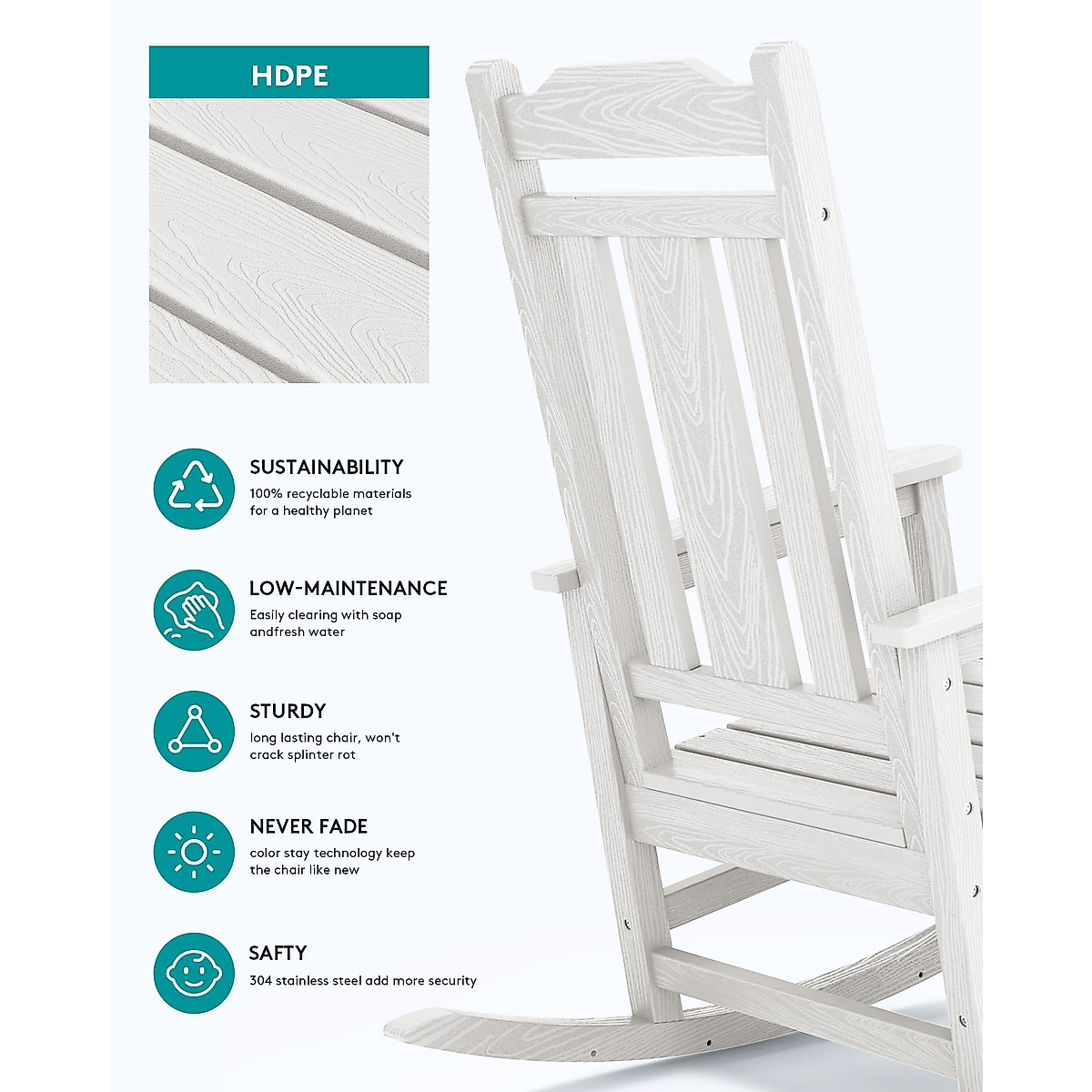 SERWALL Outdoor Rocking Chair White Set of 2