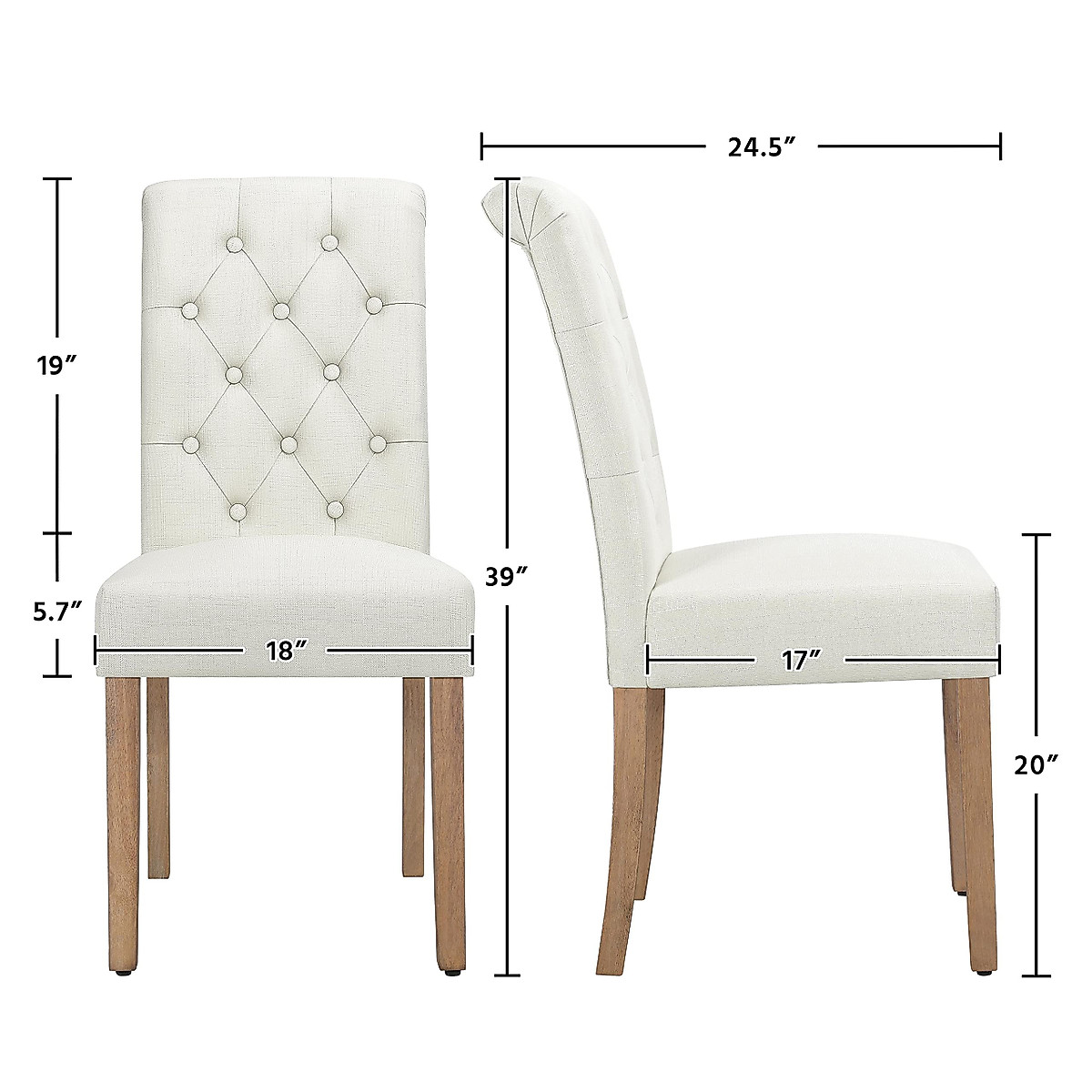 Yaheetech Dining Chair Dining Room Chair Living Room Side Chairs Tufted Parsons Chairs for Hotel, Restaurants, Wedding Banquet, Meeting, Celebration Beige, Set of 2