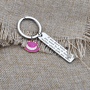 BAUNA Alice Keychain with Cartoon Pink Cat Gift for Graduates BFF