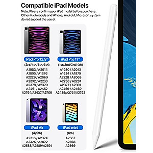 iPad Pencil 2nd Generation with Magnetic Wireless Charging, Same as Apple Pencil 2nd Generation,Stylus Pen Compatible with iPad Pro 11 in 1/2/3/4, iPad Pro 12.9 in 3/4/5/6, iPad Air 4/5, iPad Mini 6