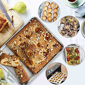 Homikit Baking Pan Cookie Sheet Set of 2, 16 x 12 Stainless Steel Rimmed Half Sheet, Metal Flat Cooking Tray Pans for Oven Baking Toasting, Rust free & Heavy Duty, Nonstick & Dishwasher Safe