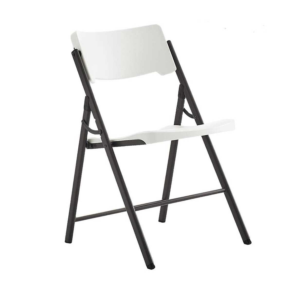 Living and More Commercial Folding Chair, Ergonomic Swiveling Back, Indoor Outdoor Use, 350-Pound Capacity, 1 Pack, White
