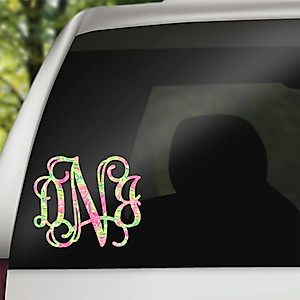 Patterned Vine Monogram Decal Sticker - 20 Pattern Options - for Cups, Tumblers, Laptops, Cars, Etc.