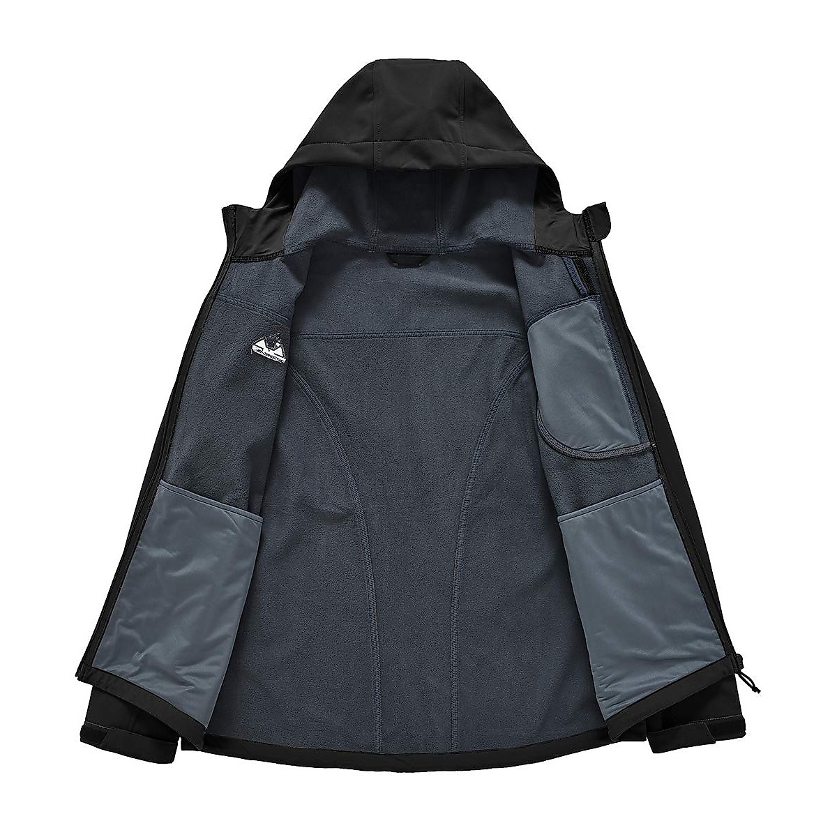 Gopune Men's Lightweight Soft Shell Jacket Fleece Lined Waterproof Hooded Hiking Winter Jacket (Black,L)