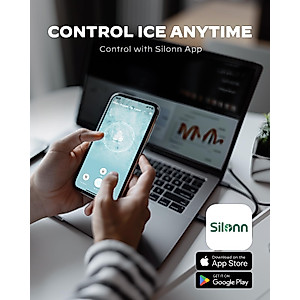 Nugget Ice Maker Countertop - Silonn Smart Pebble Ice Machine, Pellet Ice 44 lbs per Day, Crushed Ice from Timer Function and Status Alerts with Silonn App, Stainless Steel