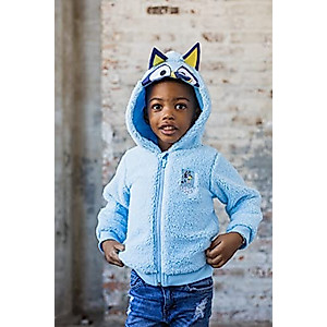 Bluey Little Boys Cozy Sherpa Zip Up Cosplay Hoodie 6 Blue