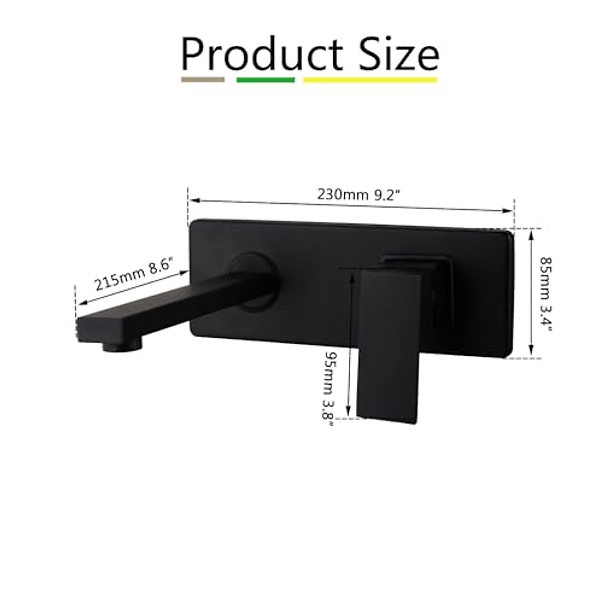 HOONWEAR Kitchen Tap Bathtub Faucet Hot Cold Waterfall Wall Mounted Water Tap, Black Chrome Bathroom Sink Faucet Mixer Taps (Color : Nero, Size : 1) Mixer Tap Faucet, CF001