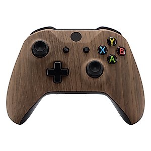 eXtremeRate Wood Grain Patterned Front Housing Shell Faceplate for Xbox One S & Xbox One X Controller Model 1708 - Controller NOT Included